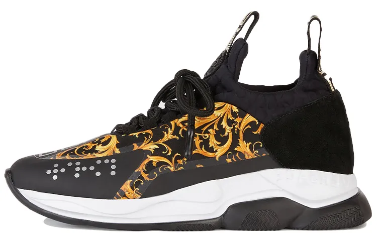 VERSACE Cross Chainer Baroque Print Black White Women's - POIZON
