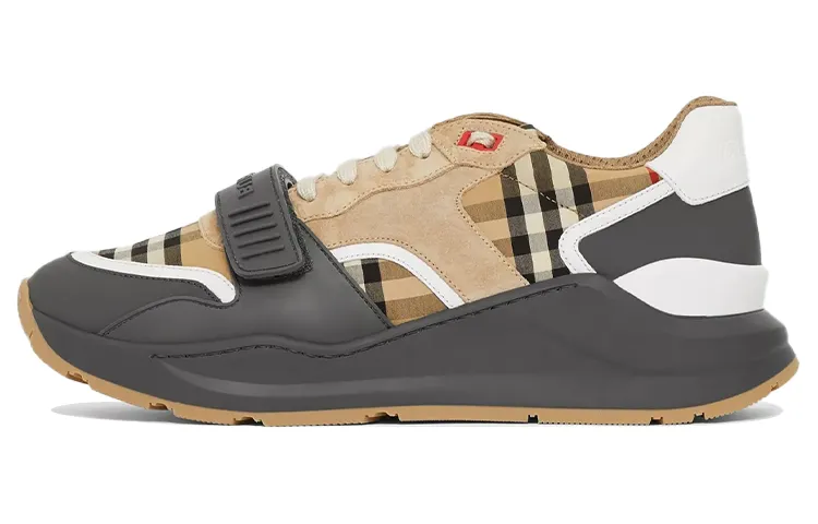 Burberry Ramsey Vintage Check Suede Leather Sneakers Grey Archive Beige ...