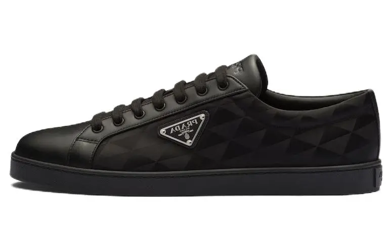 PRADA Leather And Re-Nylon Sneaker 'Black Symbole Motif Pattern' - POIZON