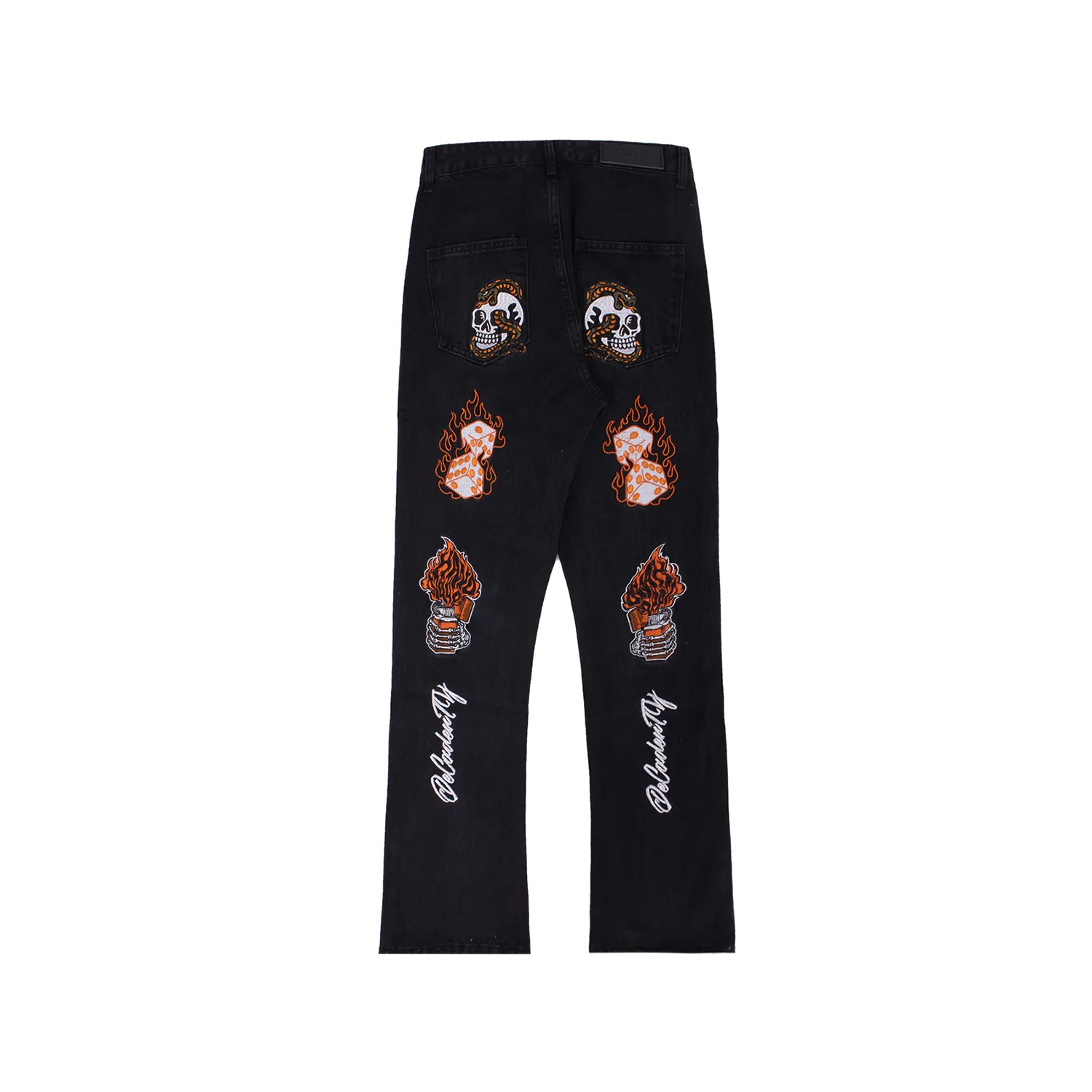 MT99 Aged Embroidery Men Jeans - POIZON