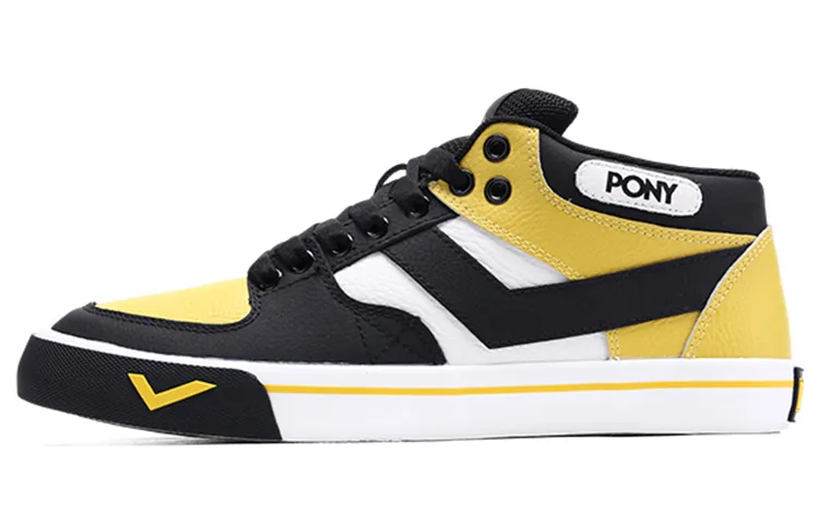 Pony Atop Low Skateboard Shoes Black/Yellow - POIZON