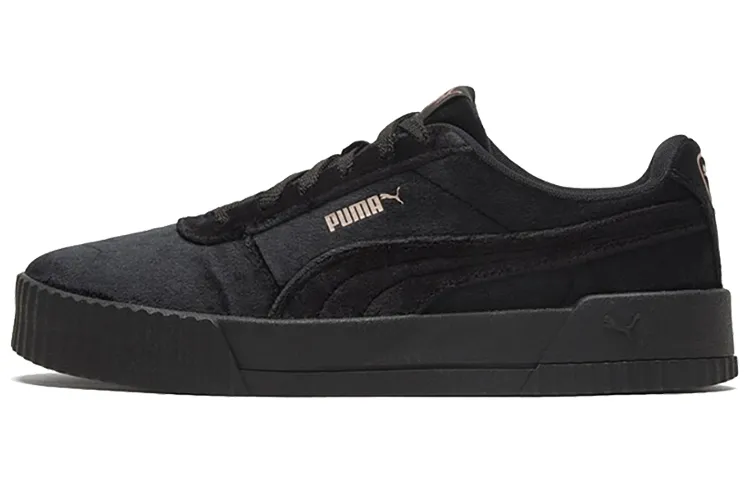 Puma Carina Series Skateboarding Shoes Women's Low-top Black/Gold - POIZON