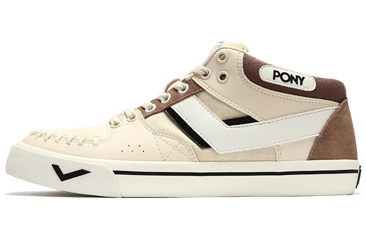 Pony Atop Skateboard Shoes Men Mid-Top Beige - POIZON