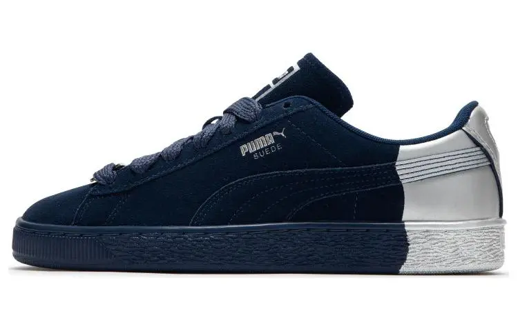 Puma Suede Navy Silver - POIZON