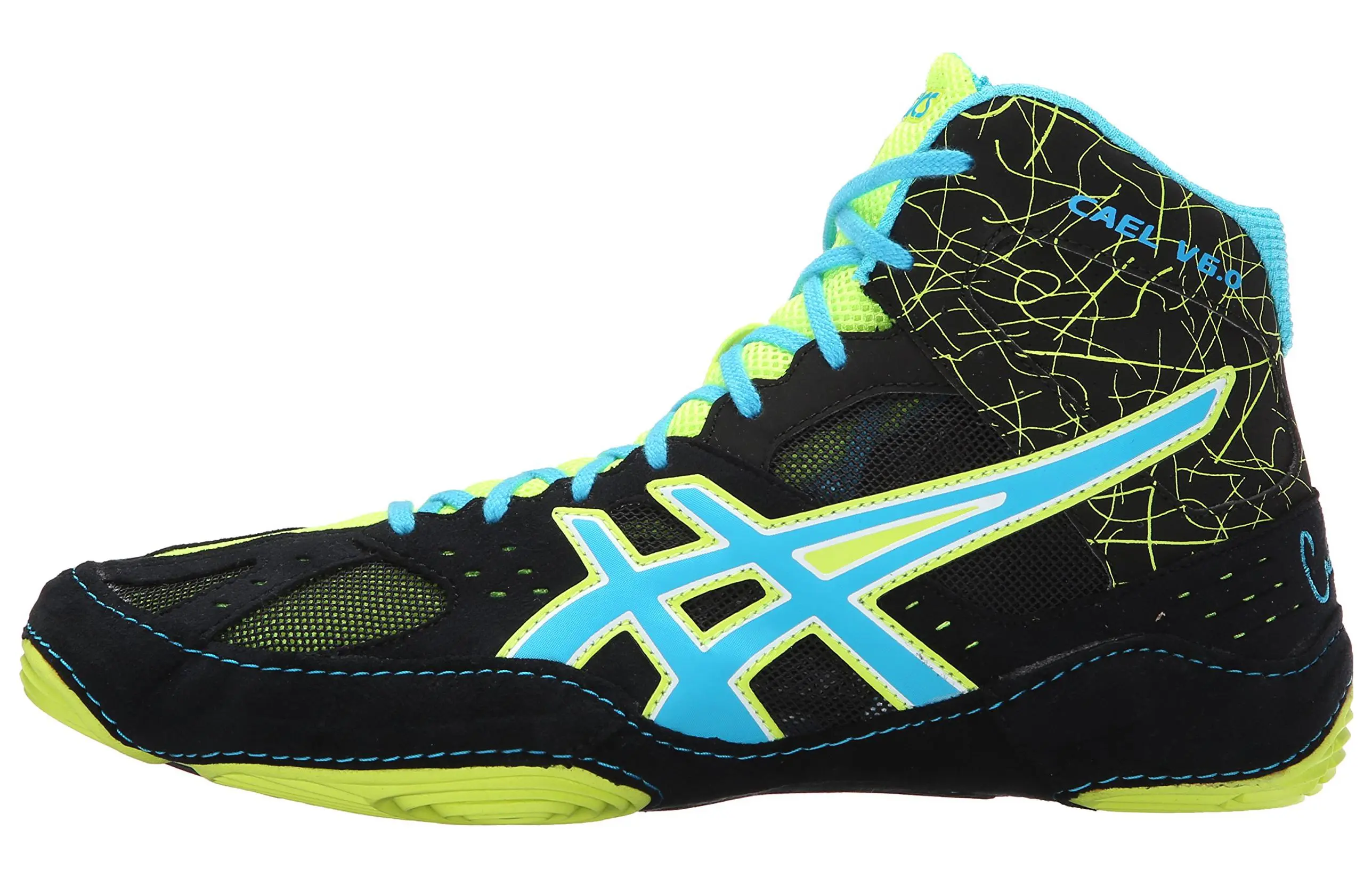 Asics Cael V6.0 Wrestling Shoes 'Black Blue Green' - POIZON