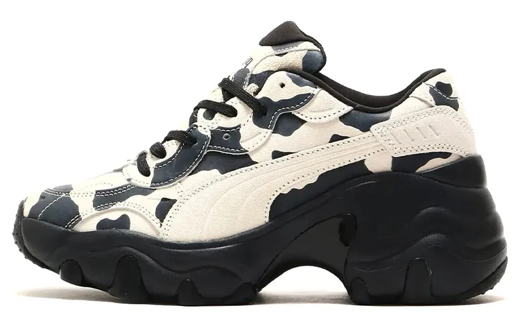 PUMA Pulsar Wedge Chunky Sneakers Women's Low-Top Black White - POIZON