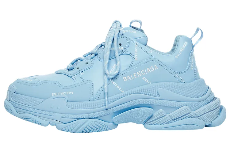 Balenciaga All Over Logo Triple S Blue Grey Women's - POIZON