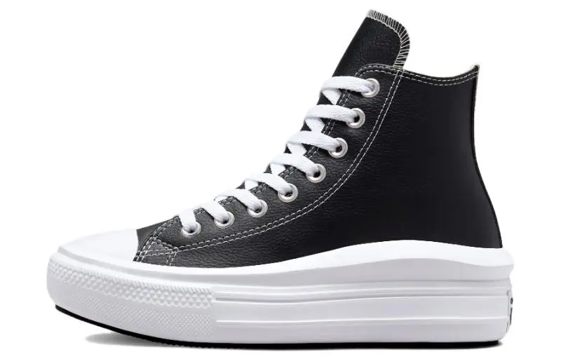 Converse Chuck Taylor All Star Move Platform Foundational Leather Black ...