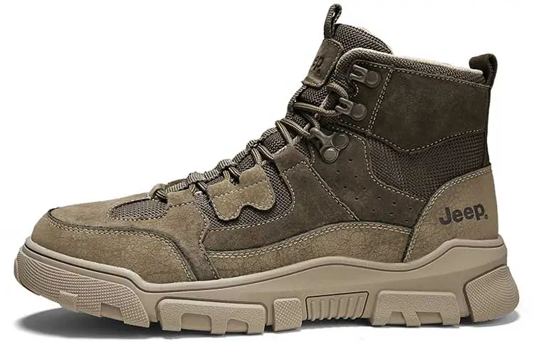 Jeep Outdoor Boots Men Dark Khaki - POIZON