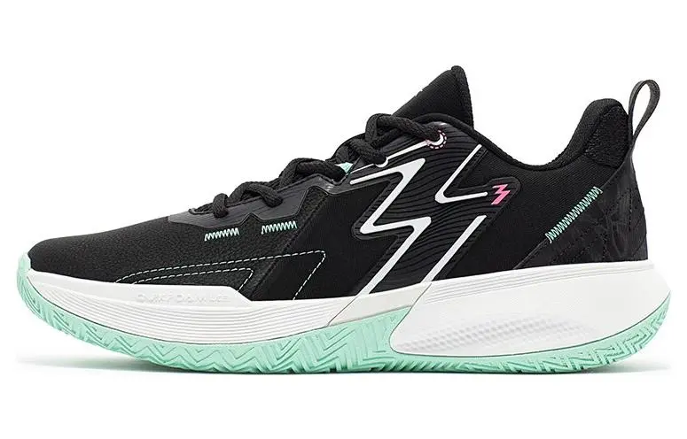 361° Big3 Team Basketball Shoes Men Low-Top Black White Cyan - POIZON