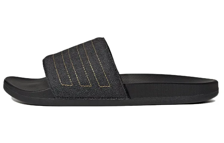adidas Adilette Comfort Slides Core Black Preloved Yellow - POIZON