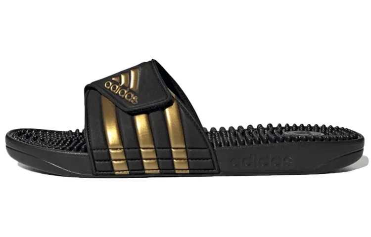 adidas Adissage Slides Core Black Gold Metallic - POIZON