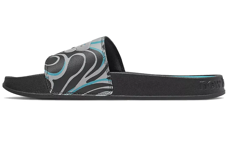 New Balance NB 200 Slide Slippers Men Black/Virtual Blue - POIZON