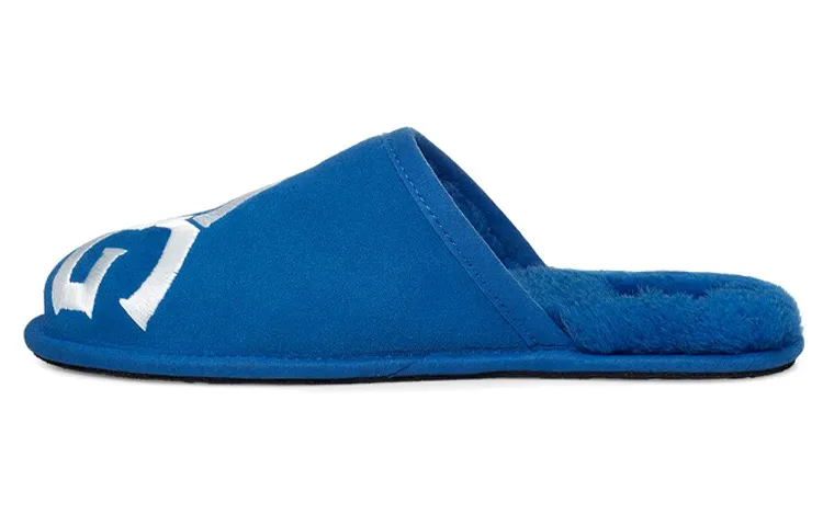 UGG Scuff Logo Slipper Classic Blue White - POIZON
