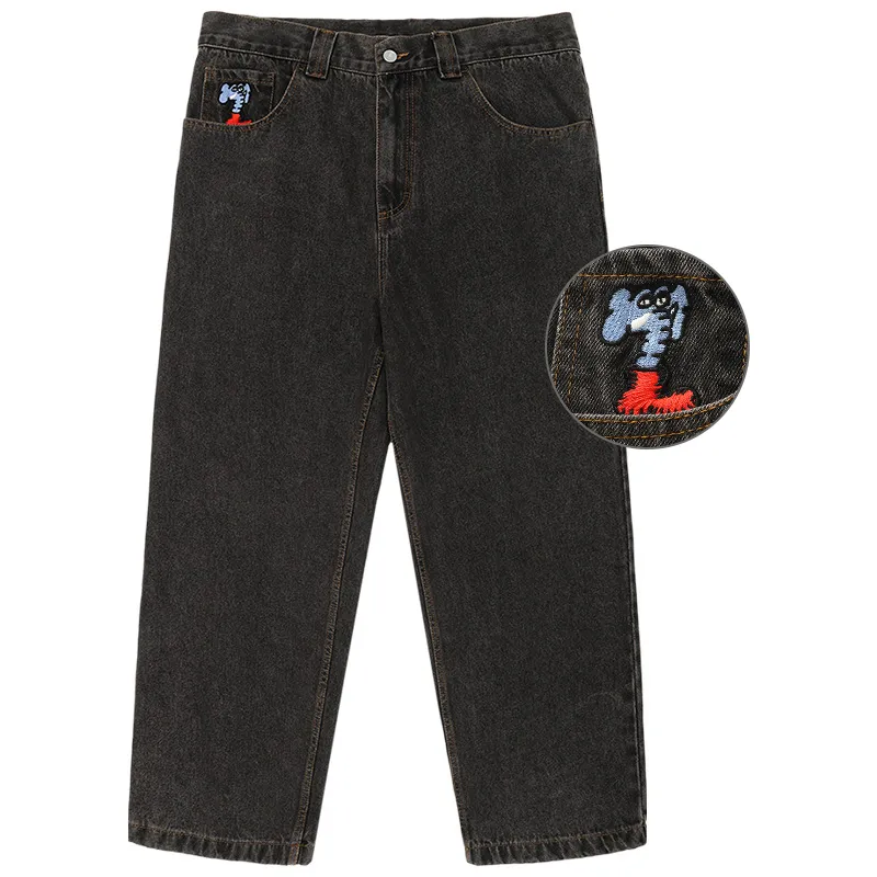 MIND ERROR Jeans Unisex Black Washed - POIZON