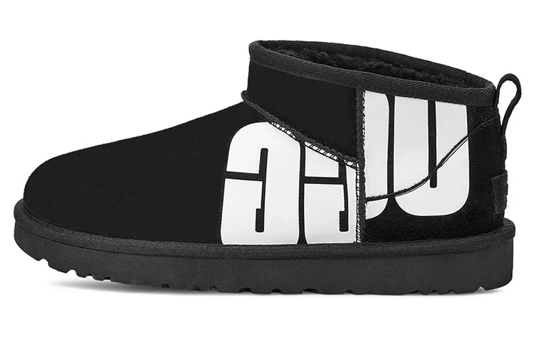 UGG Classic Ultra Mini Broken Logo 'Black White' Women's - POIZON