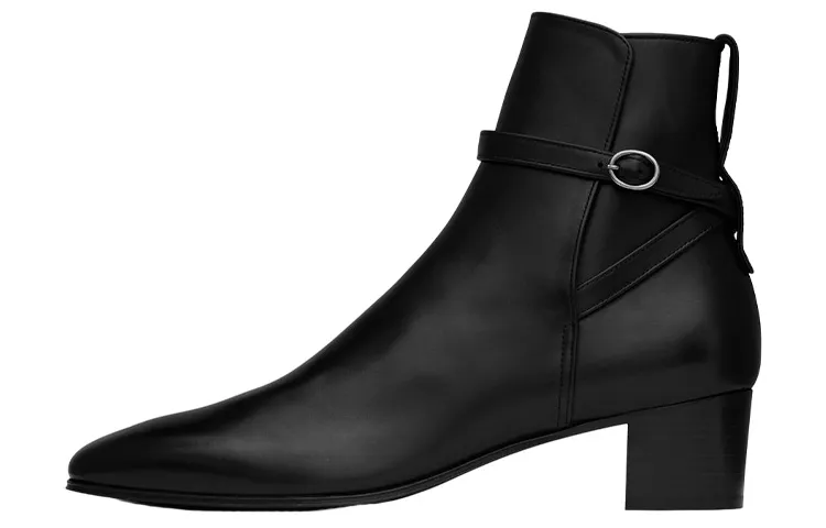 SAINT LAURENT Almond Toe Heeled Ankle Boots - POIZON