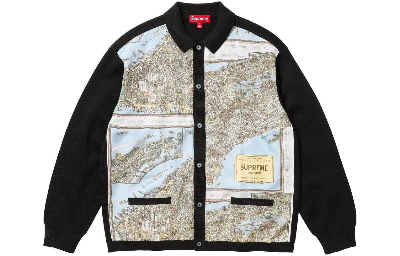 Supreme FW23 WEEK1 SILK MAP CARDIGAN - POIZON