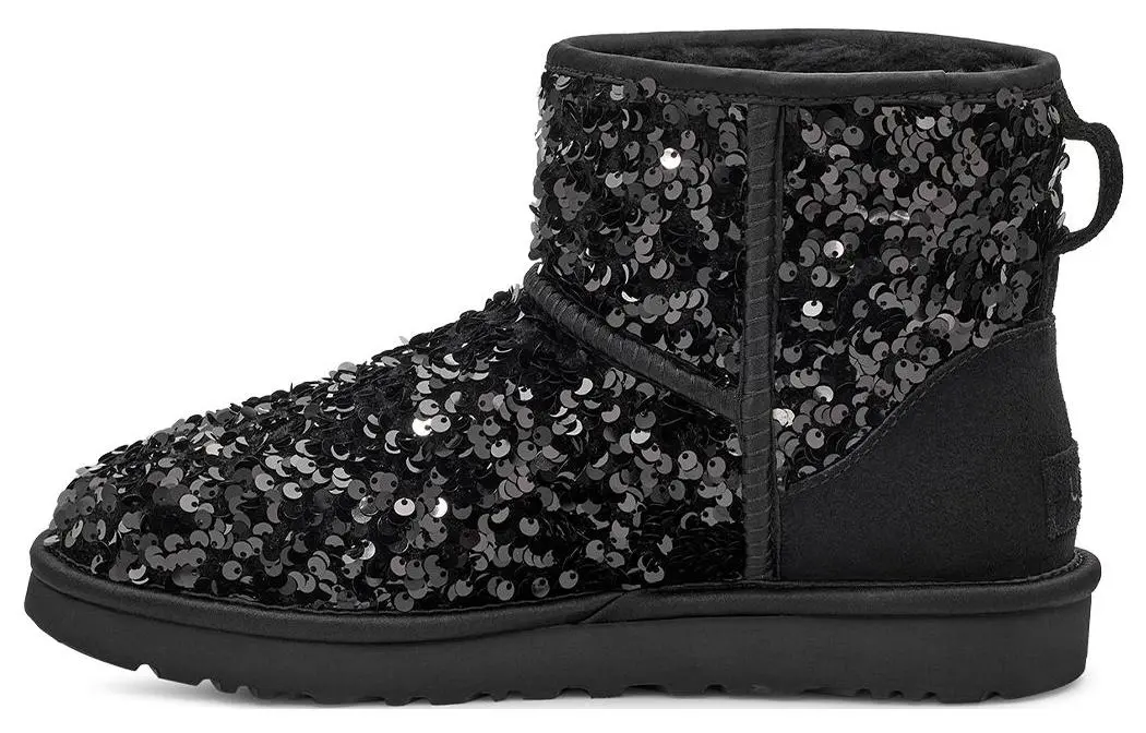 UGG Classic Mini Chunky Sequin Boot Black Women's - POIZON