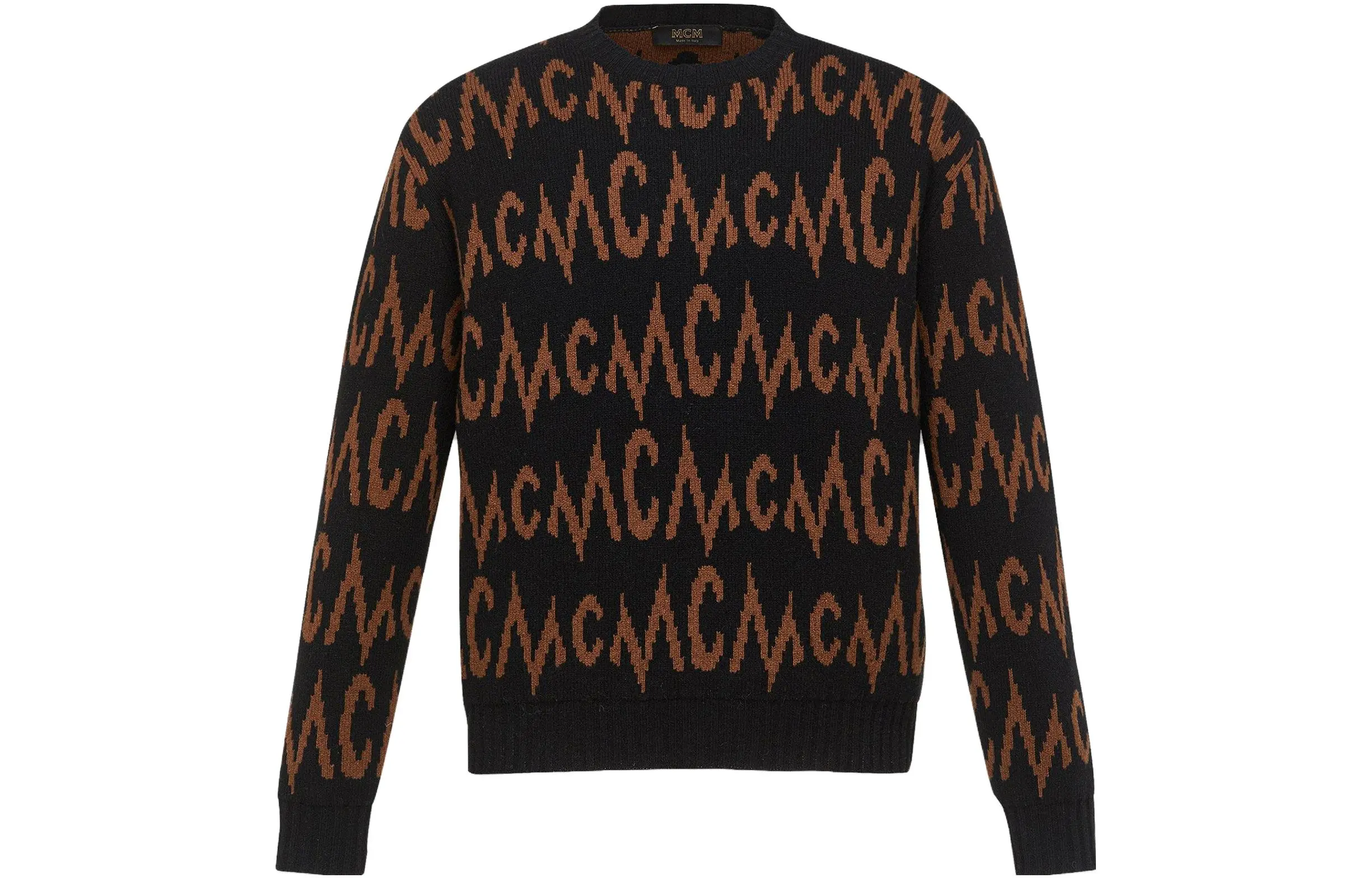 MCM Logo Intarsia-Knitted Crewneck Jumper - POIZON