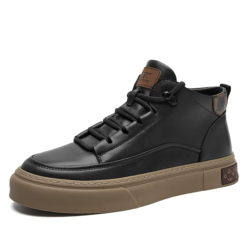SEPTWOLVES Skateboard Shoes Men High-Top Black White US M 6.5 - POIZON