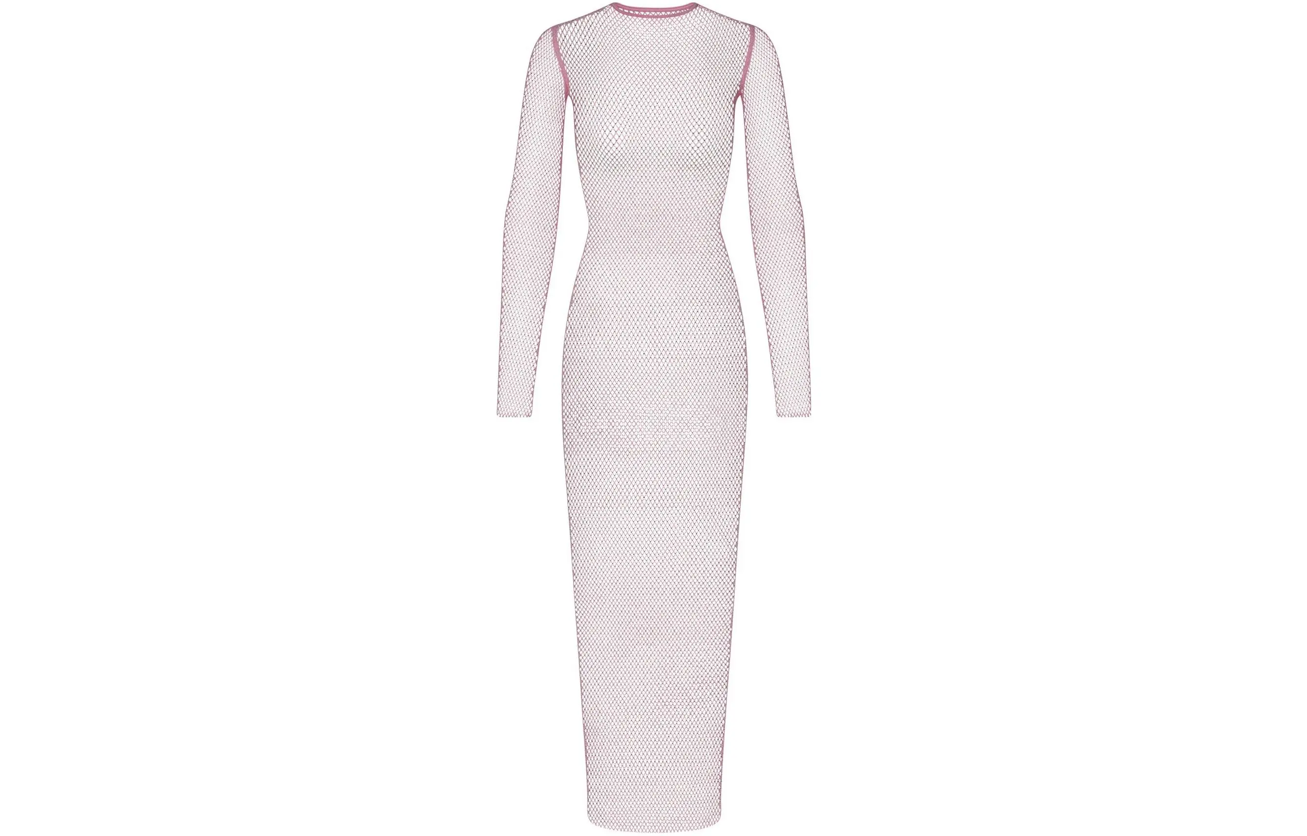 Skims X Swarovski Stretch Net Long Sleeve Dress Silver - POIZON