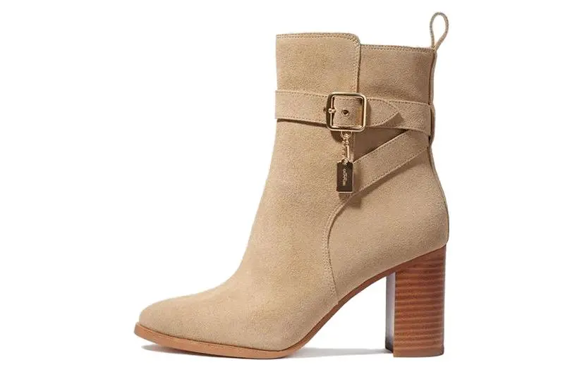 COACH Ankle Boots Women's Oatmeal - POIZON