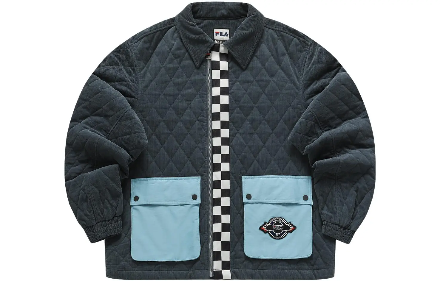 Facetasm X FILA FUSION Puffer Jackets Men Ink Ash Gray - POIZON