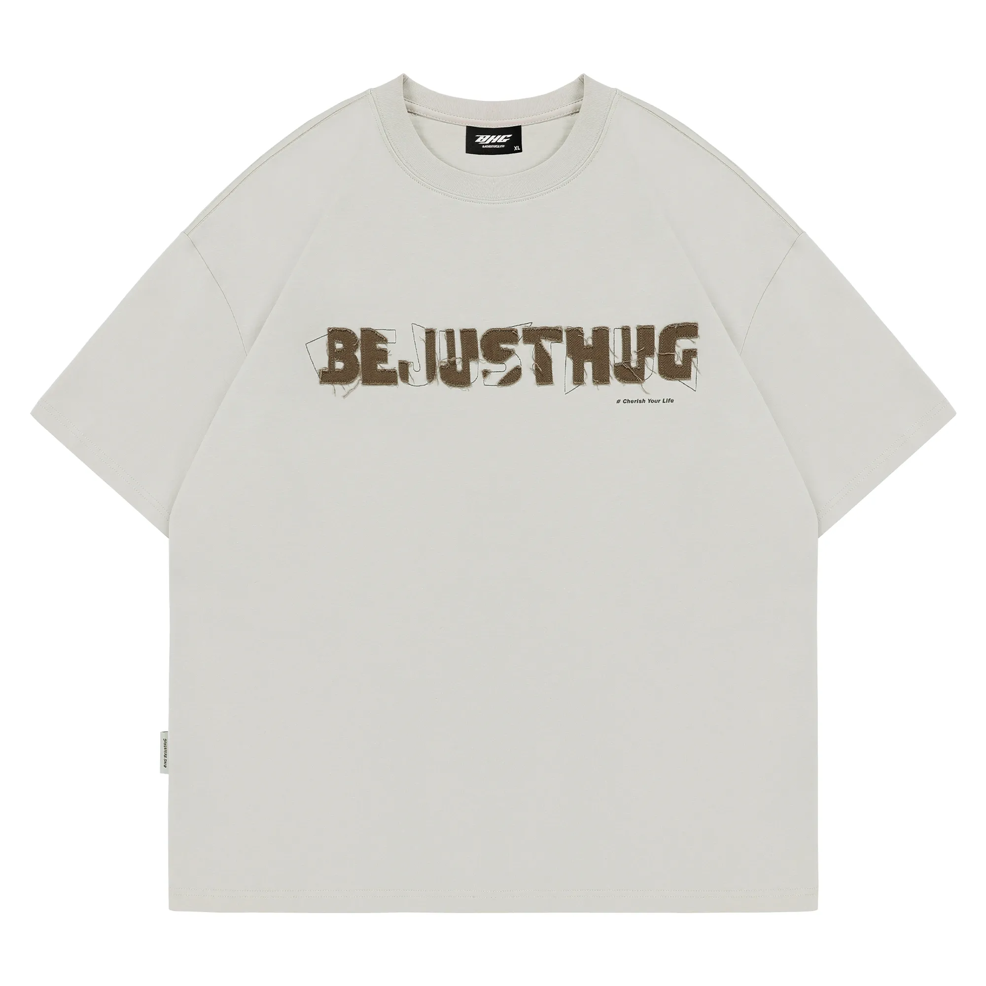 BJHG Color Contrast Fun Embroidered Cloth Casual Round Neck Short ...