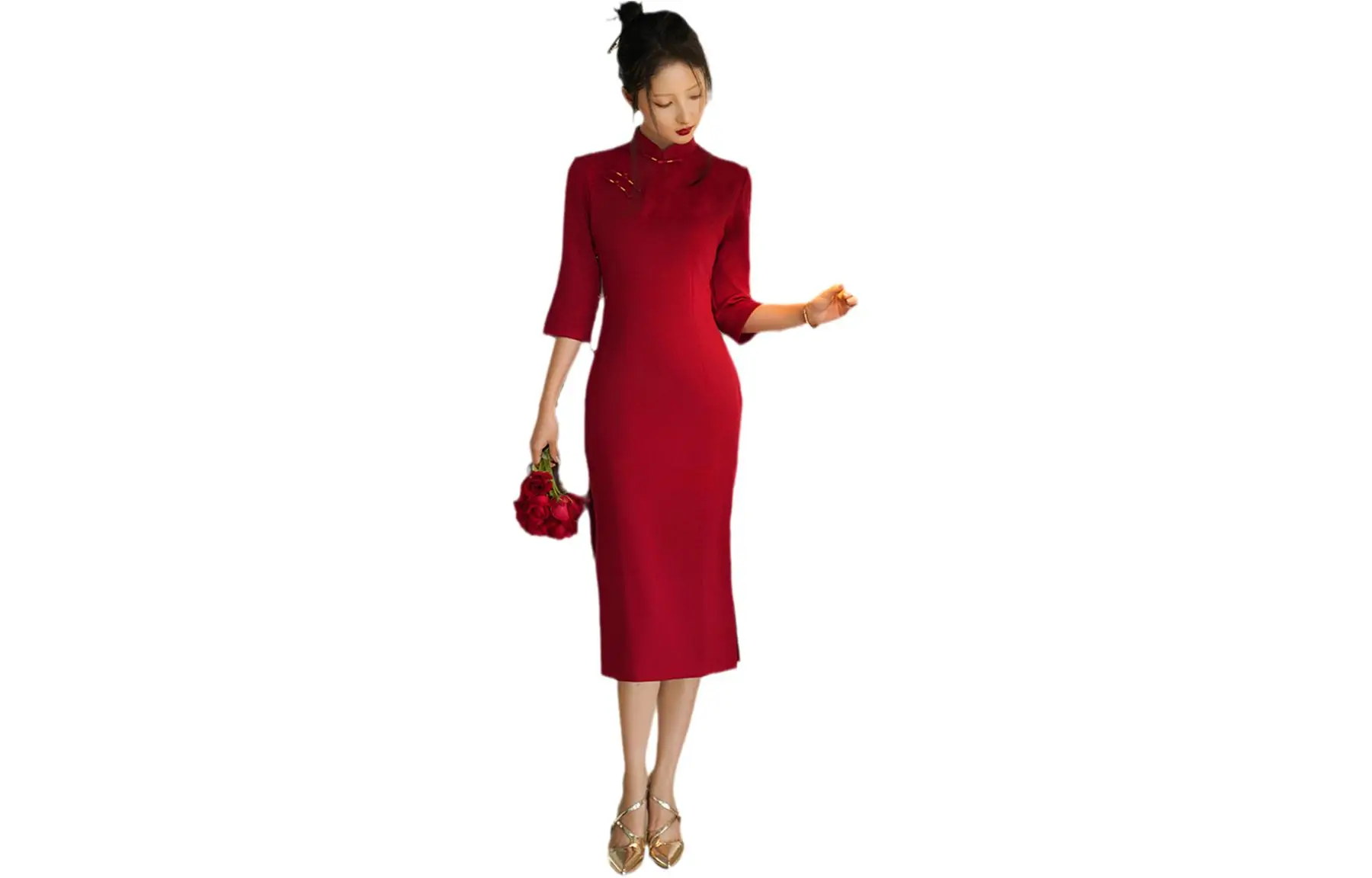 Red colored clothes Cheongsams Women's Red - POIZON