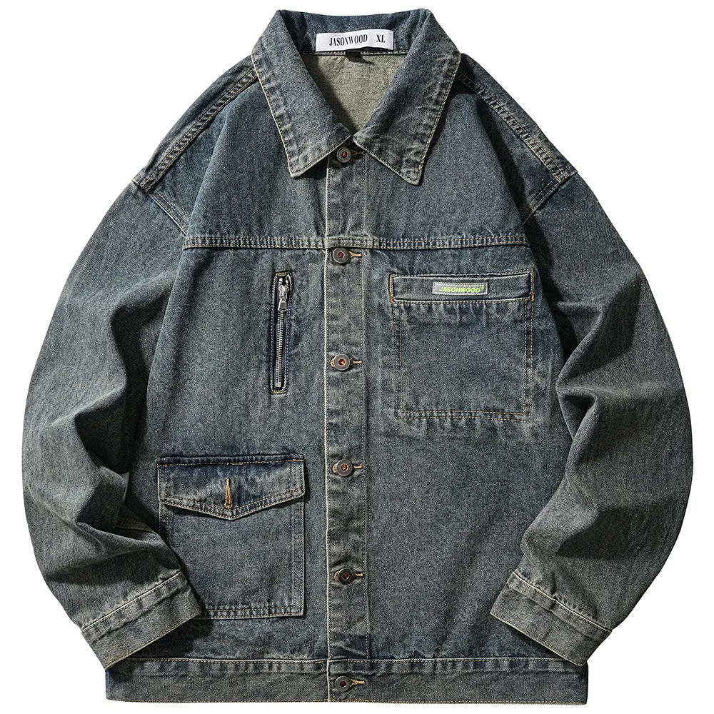 JASONWOOD Cowboy On The Run Denim Jacket Men Vintage Blue - POIZON