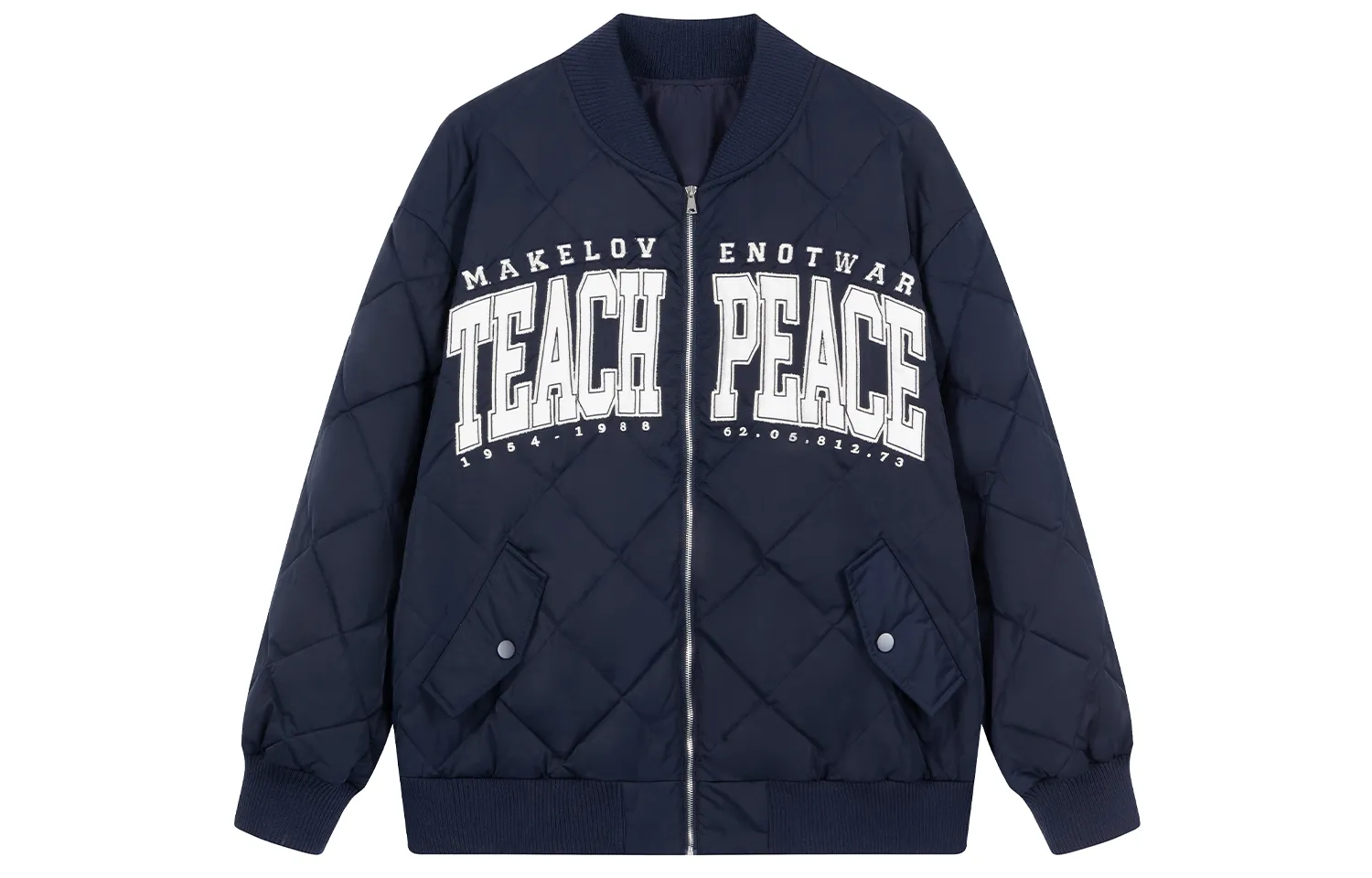Teach Peace Quilted Jacket Unisex - POIZON
