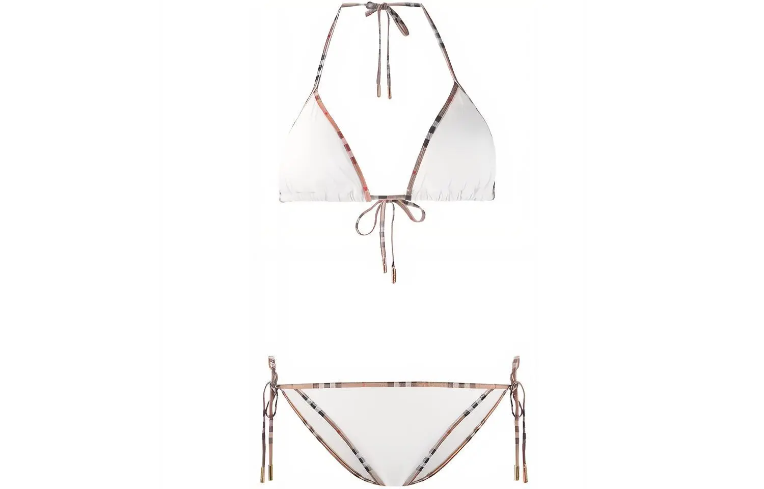 Burberry Vintage Check Trim Triangle Bikini White - POIZON