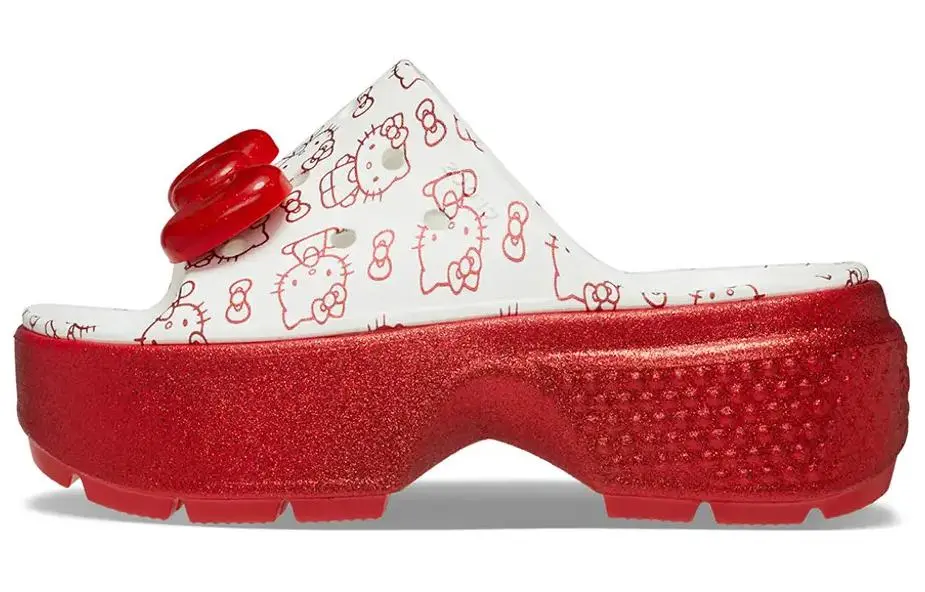 Crocs Stomp Slide Hello Kitty 50th Anniversary Red Glitter - POIZON