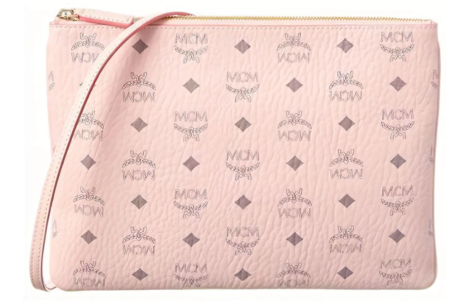 MCM Visetos Monogram Logo Crossbody Bag Pink - POIZON