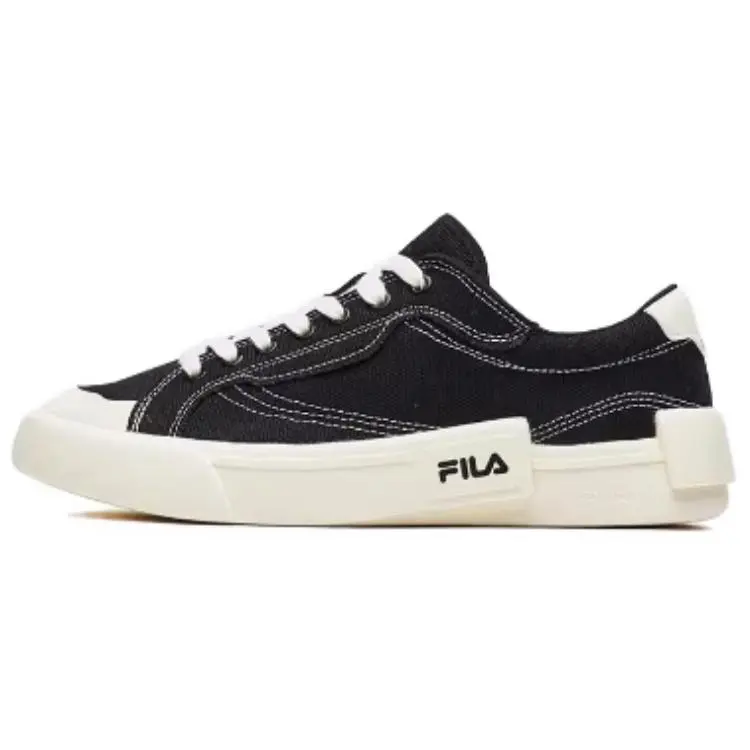 FILA FUSION POP Canvas Shoes Women's Low-Top Black White - POIZON