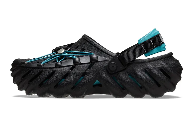 Crocs Echo Reflective Laces Clog 'Black Teal' - POIZON
