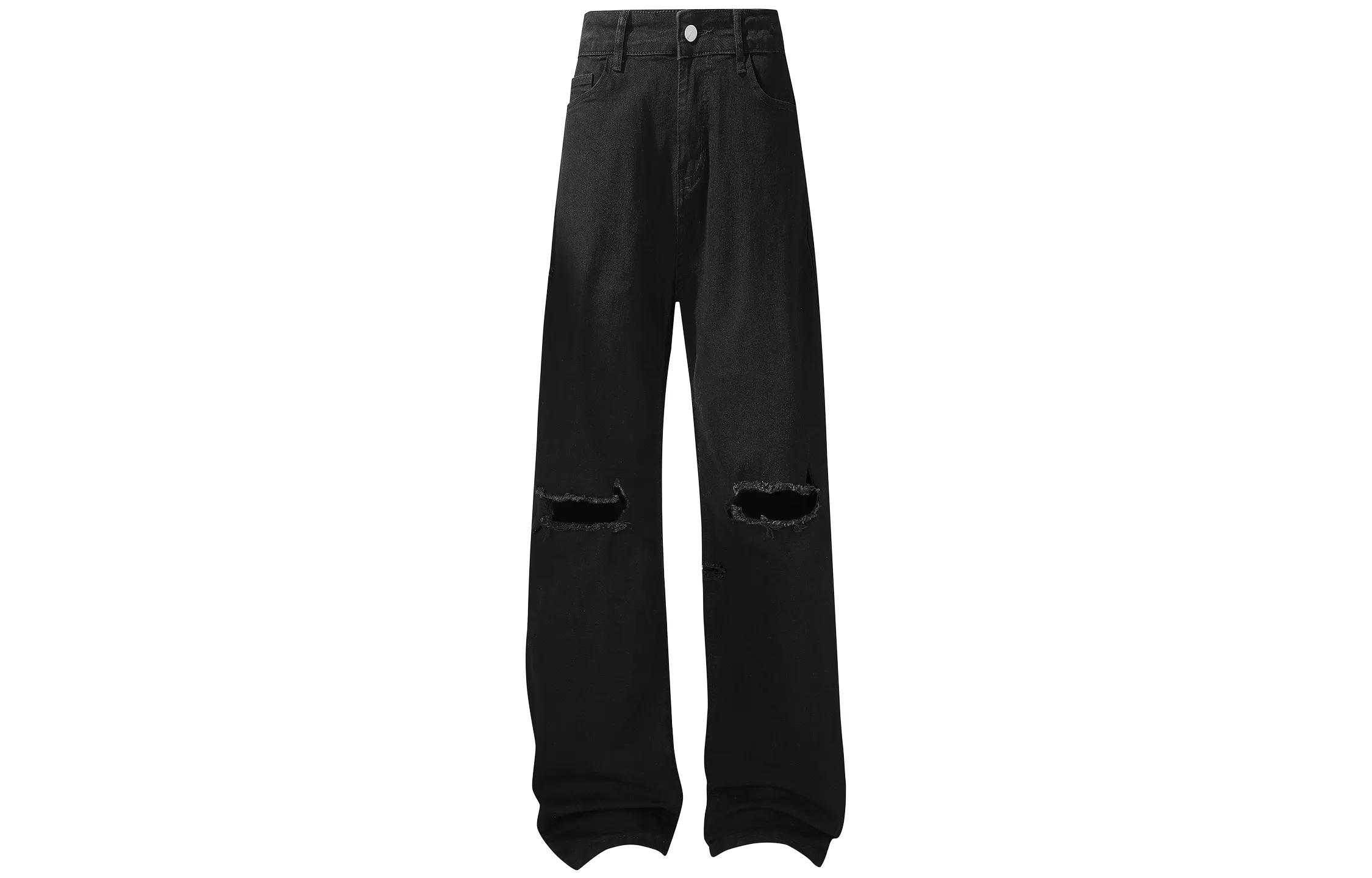 COC CUBE Jeans Unisex Black Ripped - POIZON