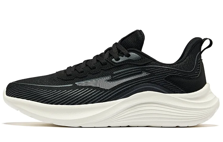 ERKE Running Shoes Men Low-top Positive Black Bright Silver - POIZON