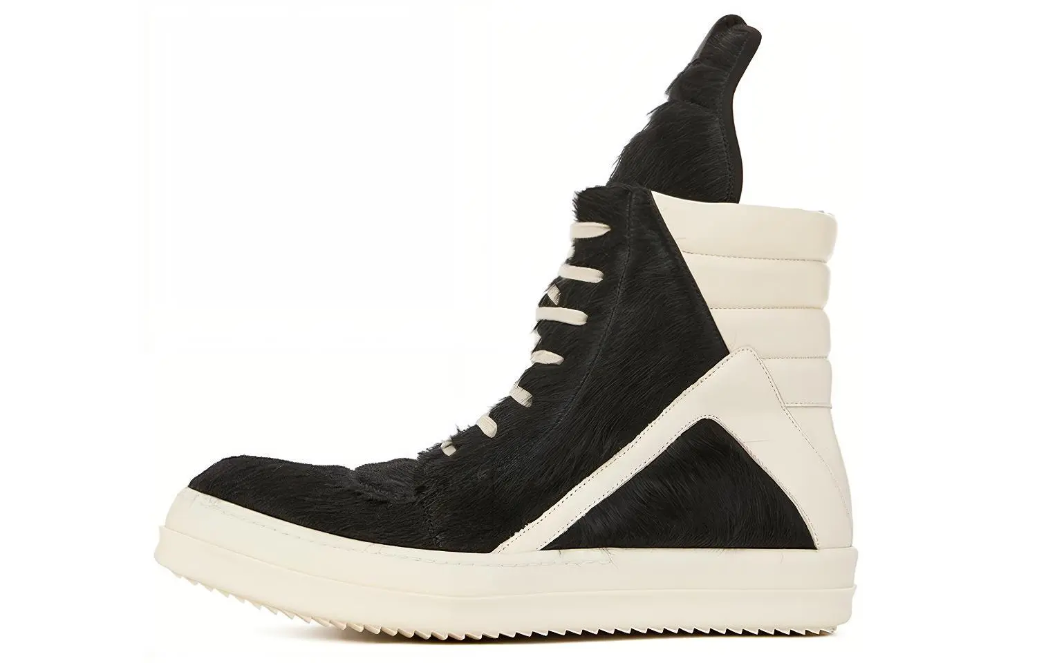 RICK OWENS GeoBasket Cow Fur Black Milk US M 10