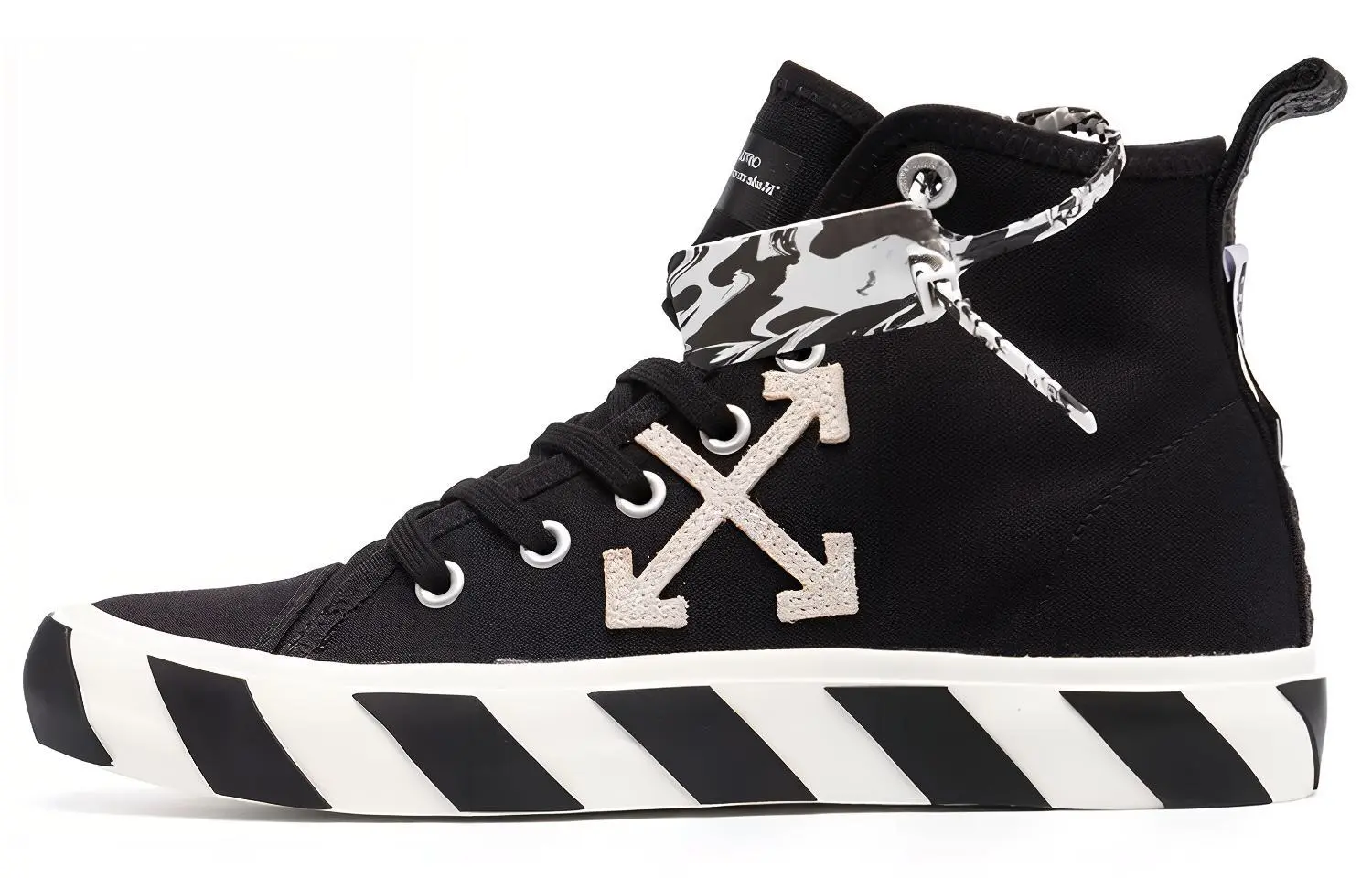 OFF-WHITE Vulcanized Mid Top Black White - POIZON