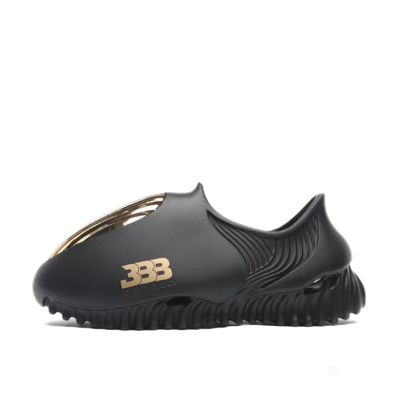 BBB x GENEGG Foam Runner Clogs Unisex Black Gold - POIZON