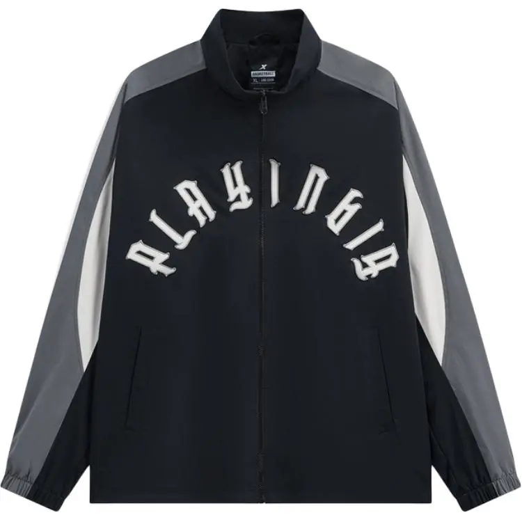 XTEP Trench Coats Men Jet Black/Steel Gray/Cotton White - POIZON