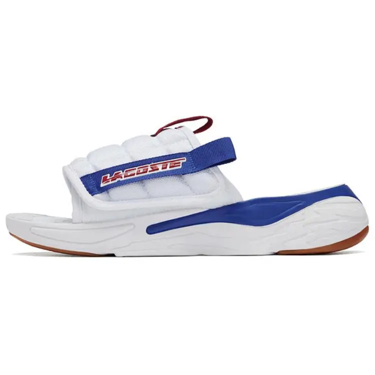 LACOSTE Slide Slippers Men White Blue - POIZON