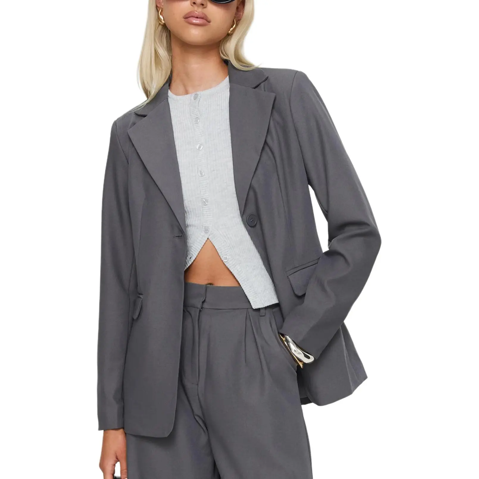 PRINCESS POLLY Business Suits Women's CHARCOAL Gray - POIZON