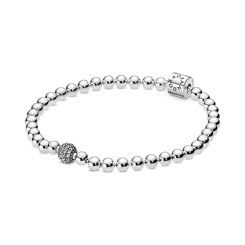 Pandora Women's Beads and Pave Bracelet Silver 19 Default Packaging ...