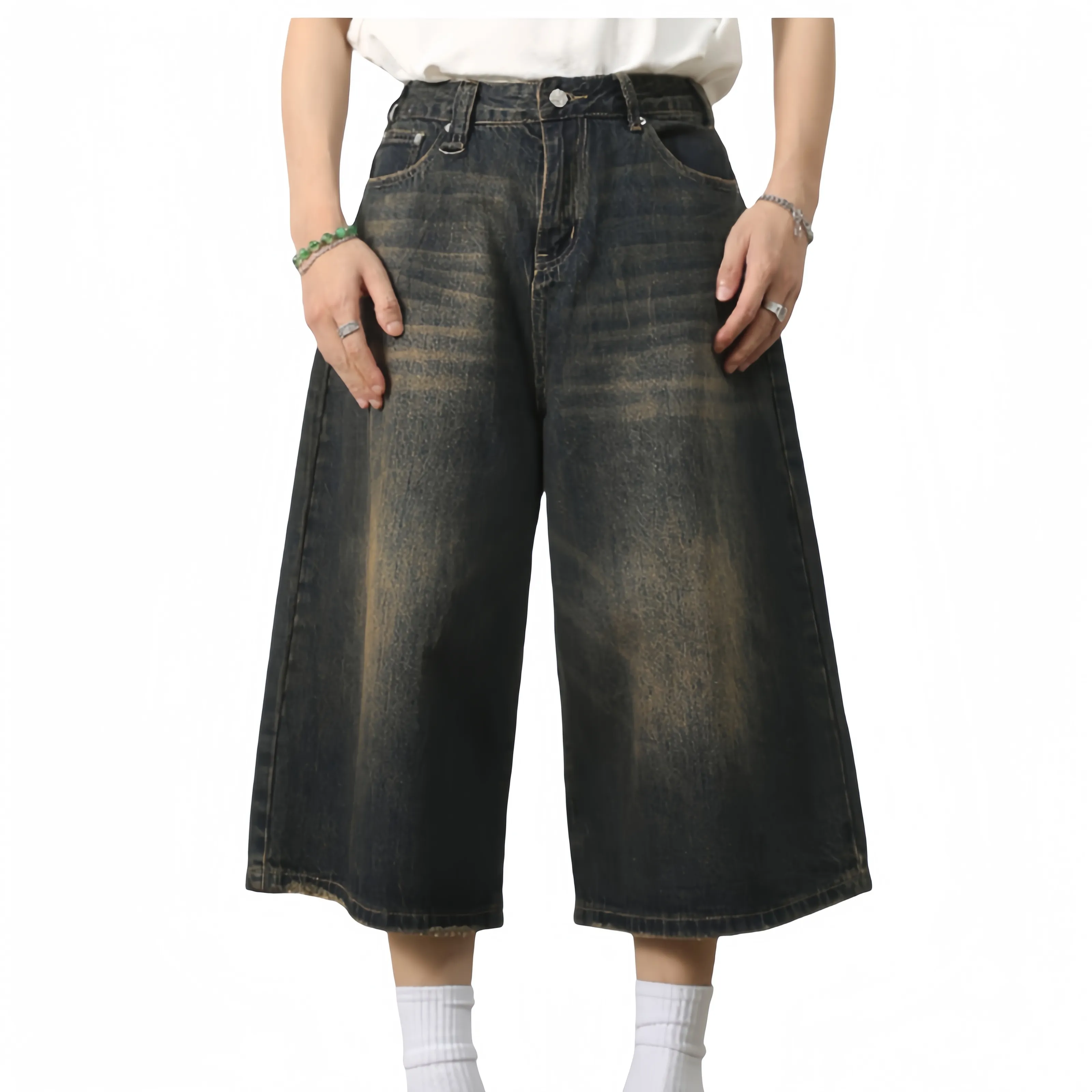 BEJIROG Denim Shorts Men Vintage Blue - POIZON