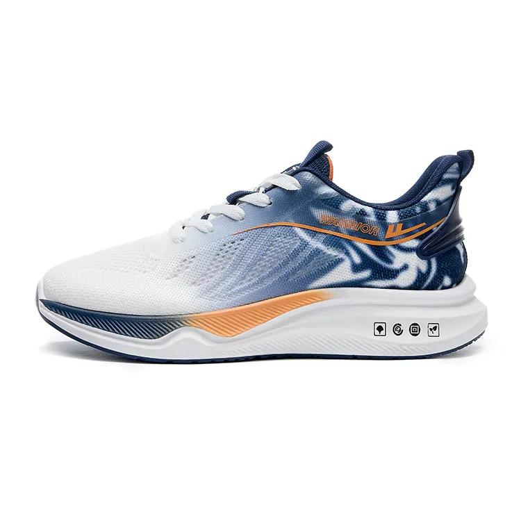 WARRIOR Running Shoes Men Low-top White Dark Blue Orange - POIZON