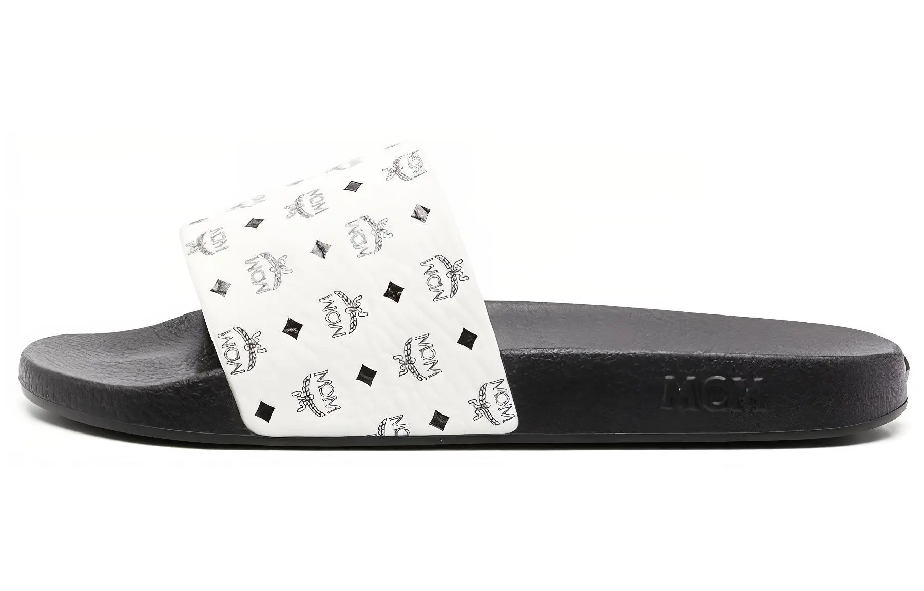 MCM Slide Slippers Men White/Black - POIZON