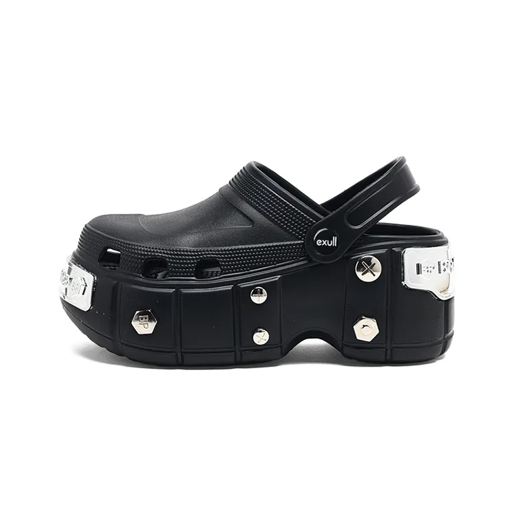 EXULL Q Clogs Women's Black Silver - POIZON